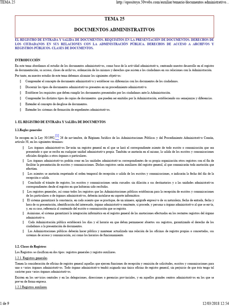 Tema 25 Documentos Administrativos | PDF