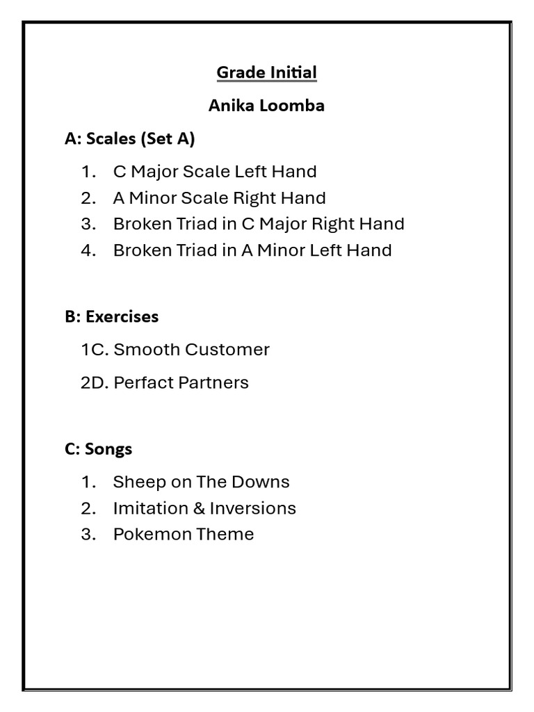 Anika Grade Initial | PDF