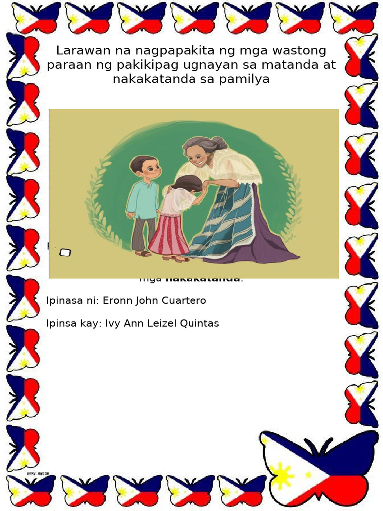 Larawan Na Nagpapakita NG Mga Wastong Paraan NG Pakikipag Ugnayan Sa Matanda at Nakakatanda Sa ...