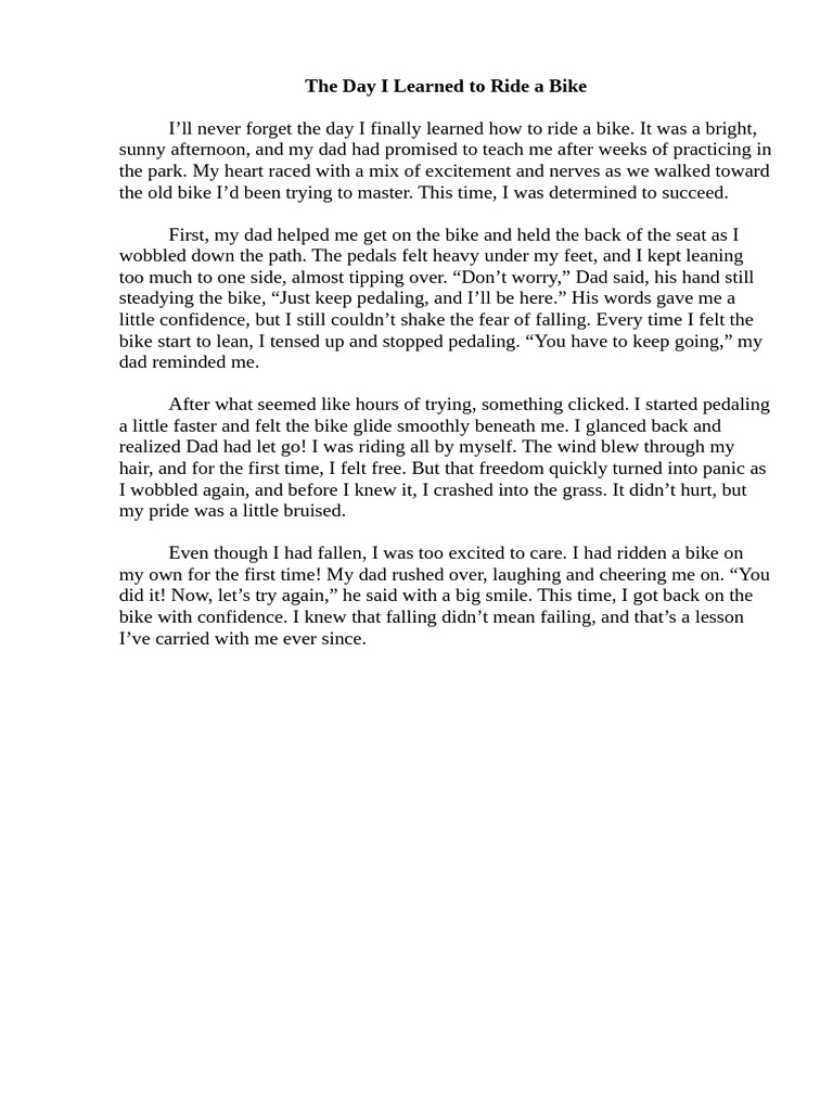 Grade 5 Personal Narrative Model | PDF