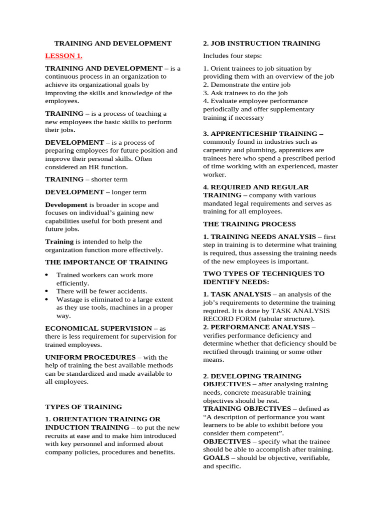 Training and Development | PDF