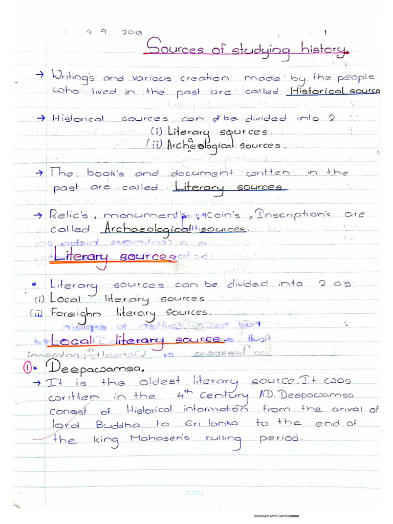Sources of Studying History | PDF