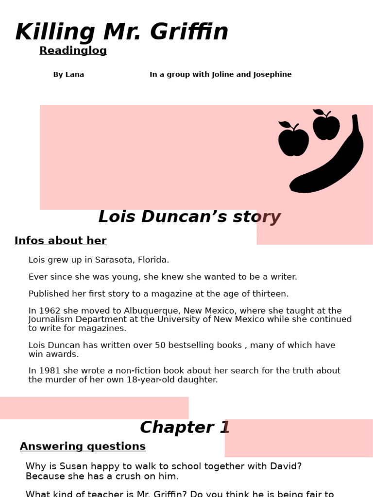 Killing Mr. Griffin Readinglog | PDF