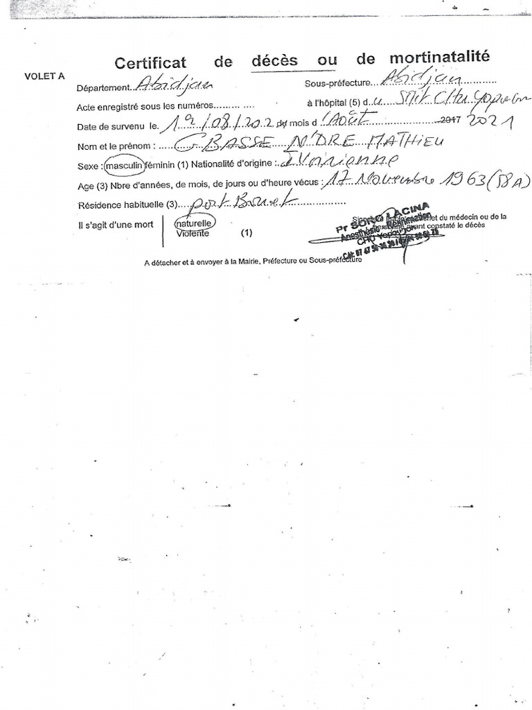 Certificat de Deces | PDF