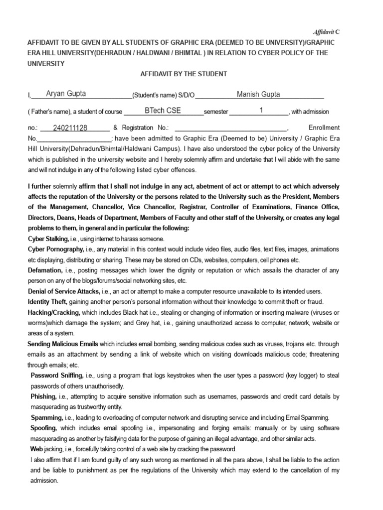 Affidavit Format | PDF