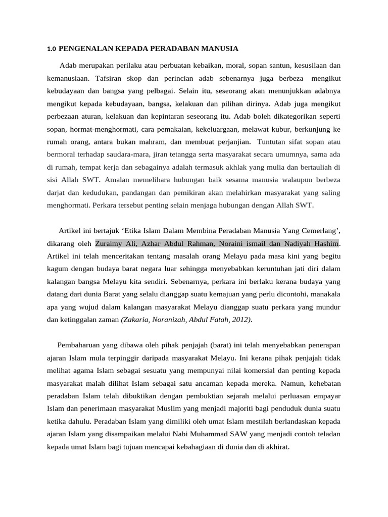 Ctu 1.0 Pengenalan Kepada Peradaban Manusia | PDF