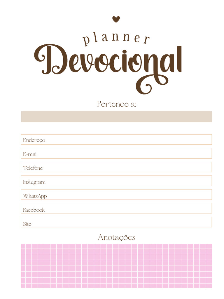 Planner Devocional Evangélico A5 - Bege e Rosa | PDF