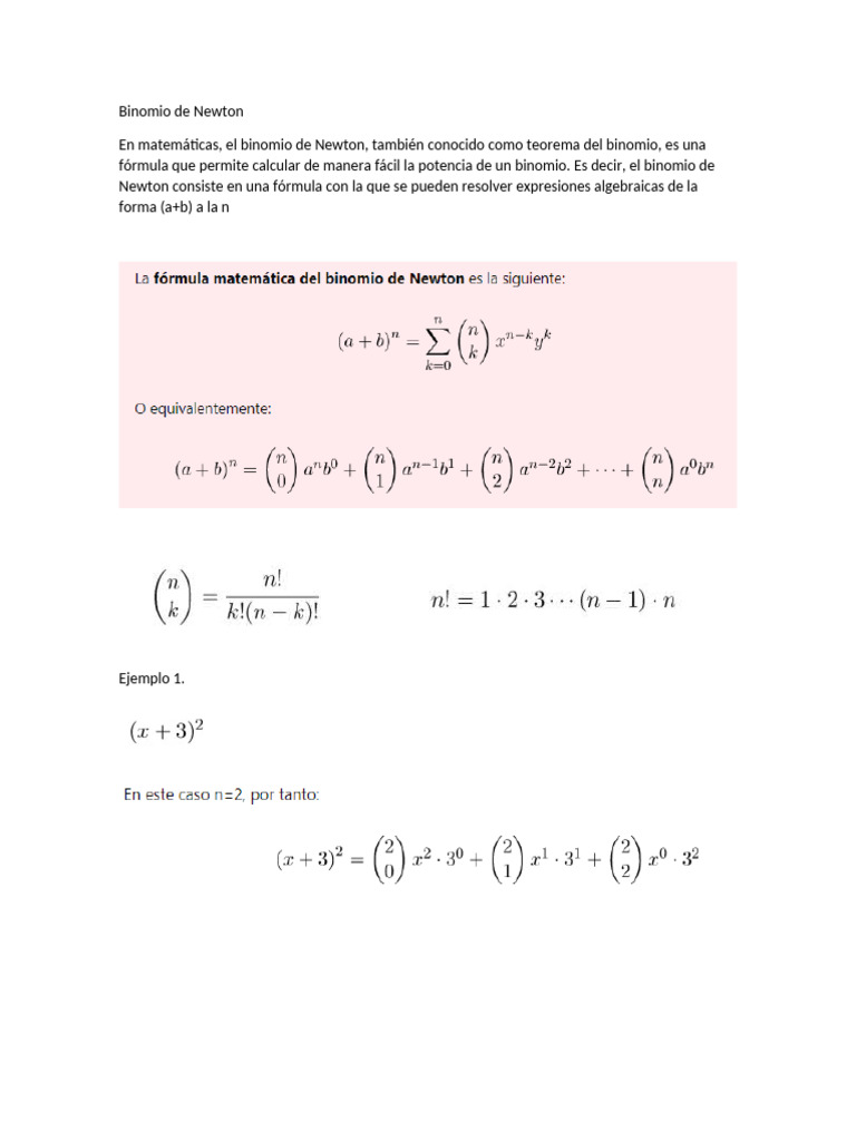 Binomio de Newton | PDF