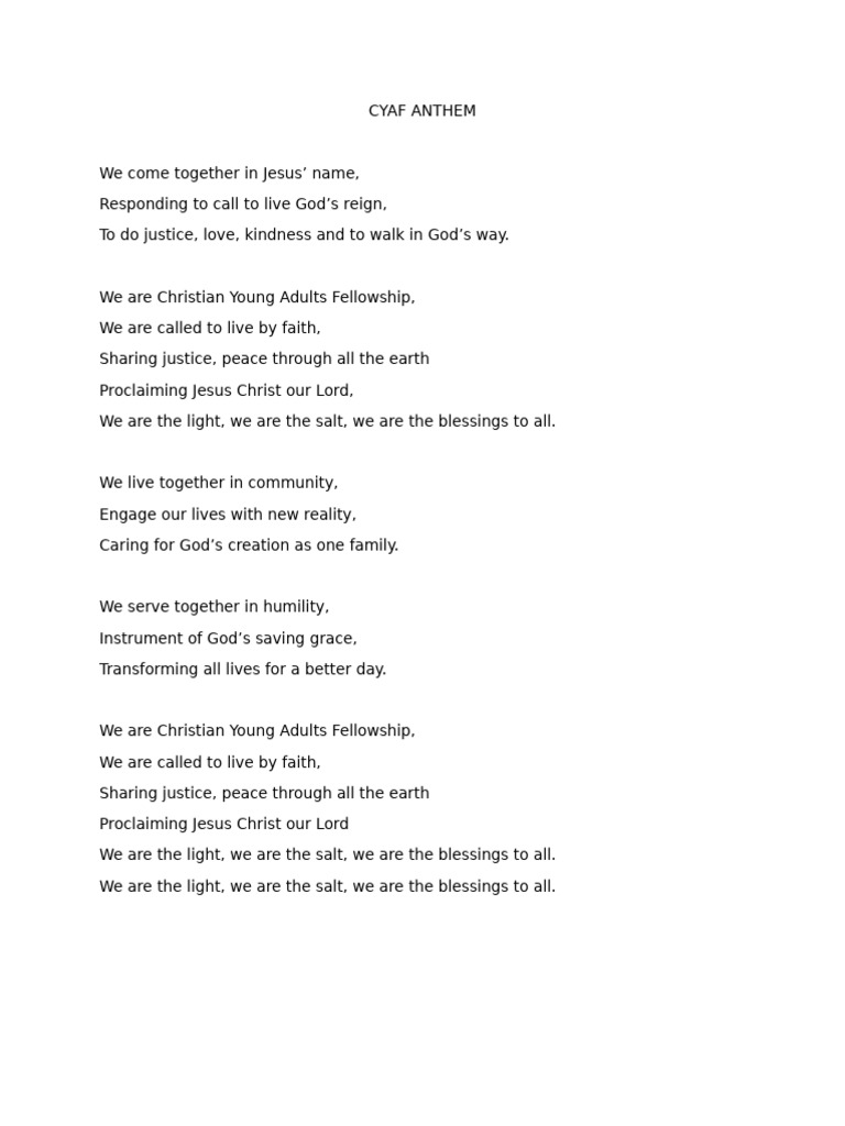 CYAF Anthem | PDF