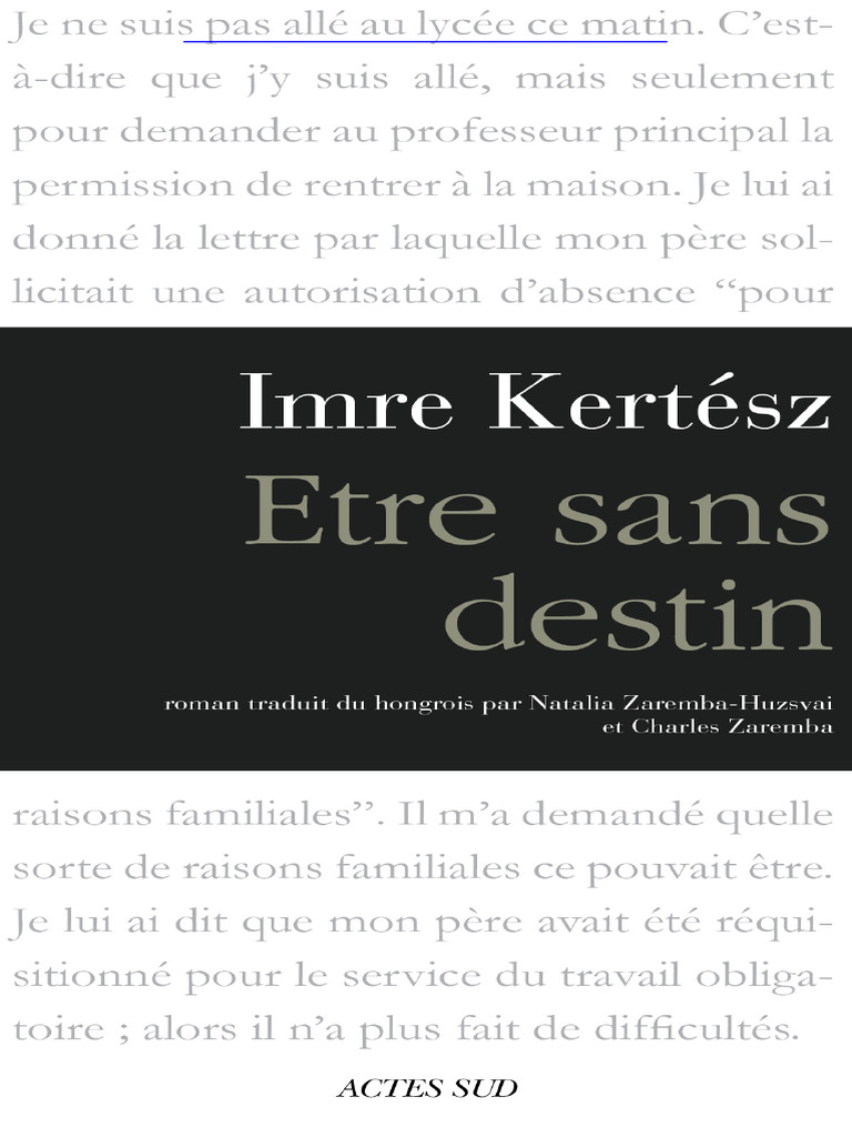 Être Sans Destin | PDF