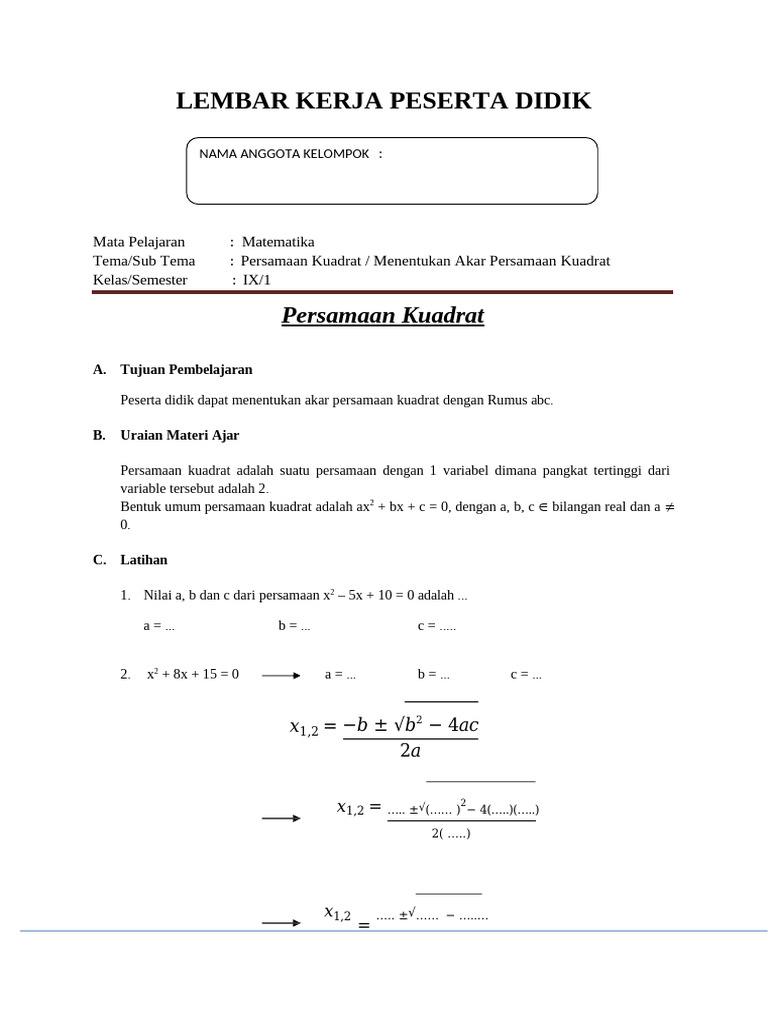 LKPD Rumus Abc | PDF