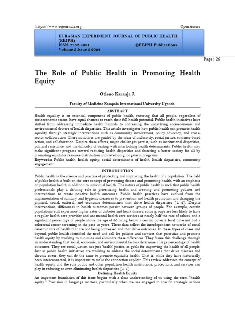 The Role of Public Health in Promoting Health Equity (WWW - Kiu.ac - Ug ...