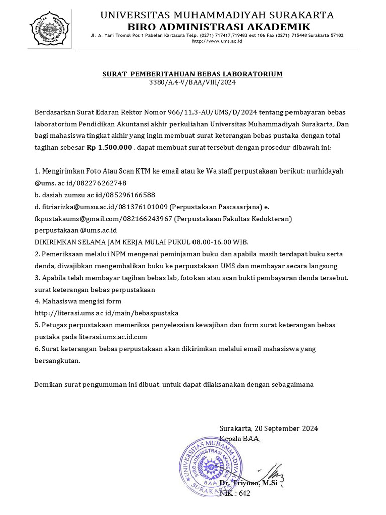 SURAT KETERANGAN BEBAS LAB | PDF