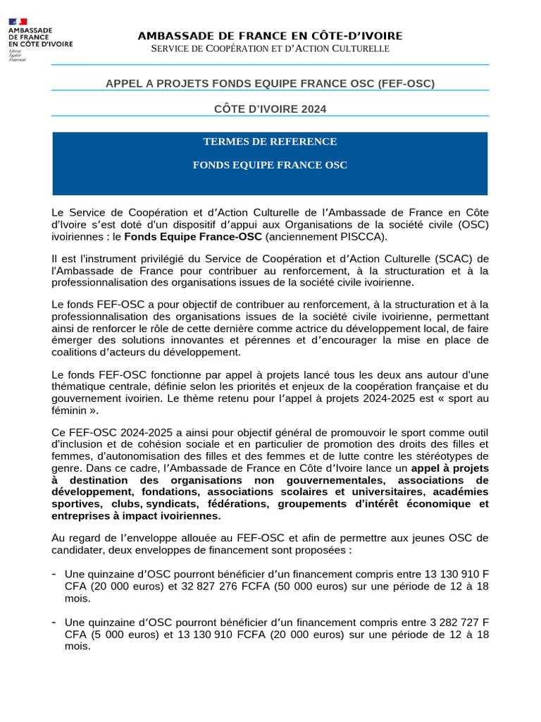 Termes de Re Fe Rences Fef-Osc 2024 | PDF