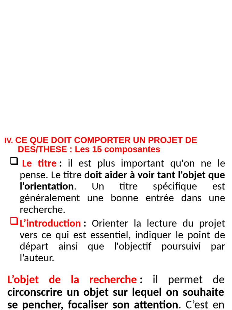 Ce Que Doit Comporter Un Projet de Thèse | PDF