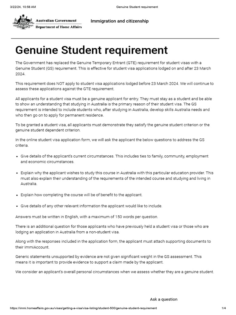 Genuine Student Requirement - New Guidelines-1 | PDF