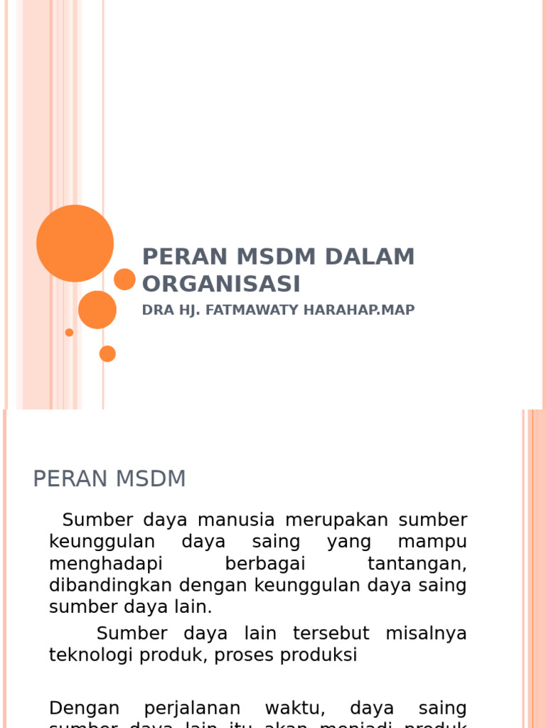 Peran MSDM Dalam Organisasi | PDF