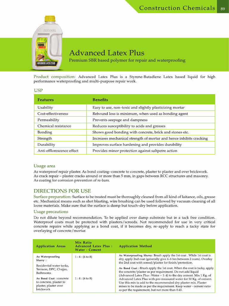 Advanced Latex Plus Data Sheet | PDF