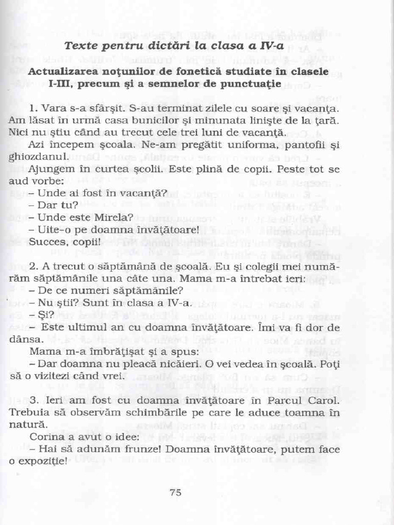 Texte Pentru Dictari Clasa AIVa | PDF