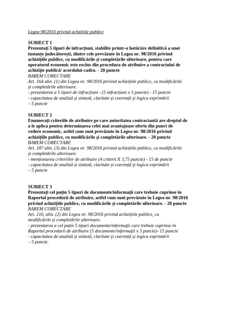 Subiecte Concurs | PDF