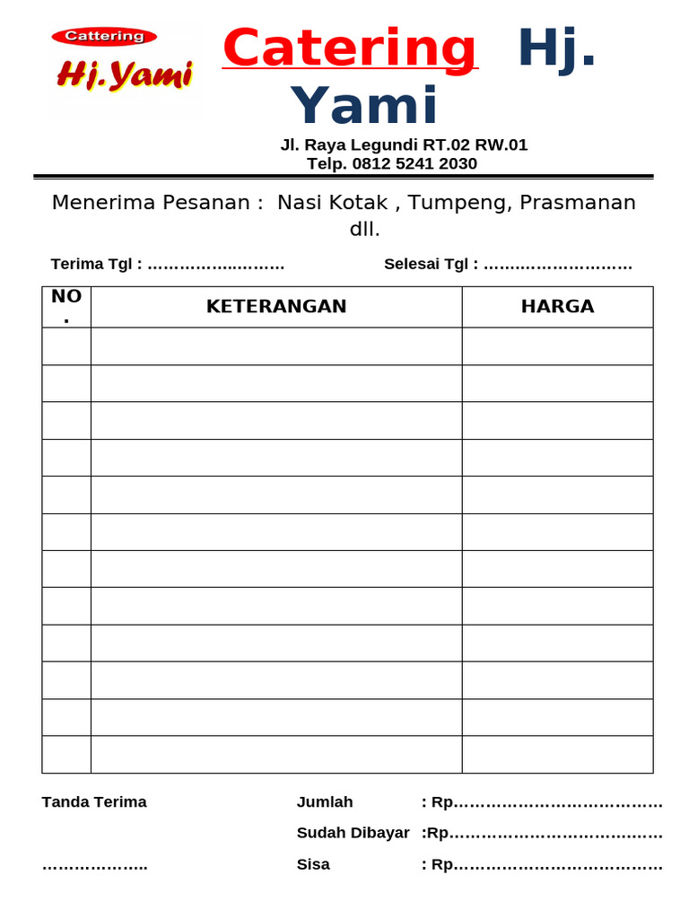 NOTA CATERING | PDF