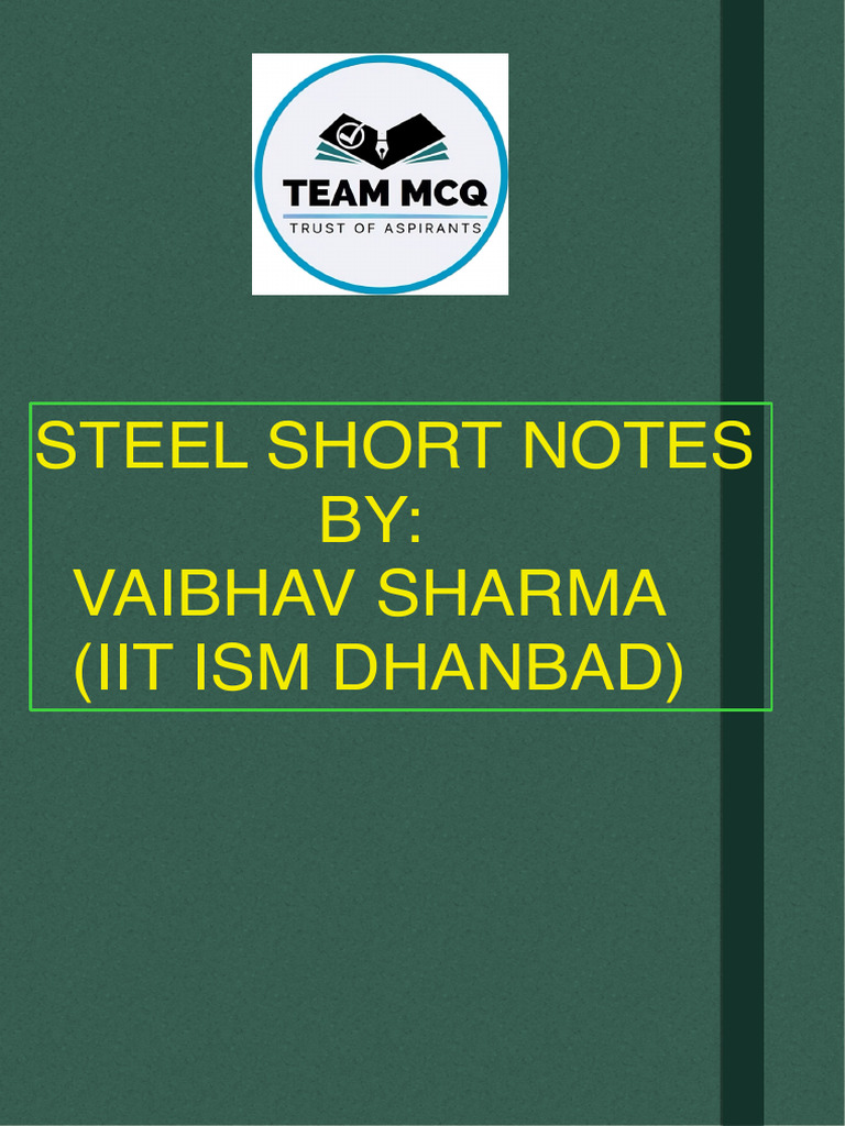 Steel Design Ae Je Ese Short Notes Teammcq by Vaibhav Sharma Sir | PDF