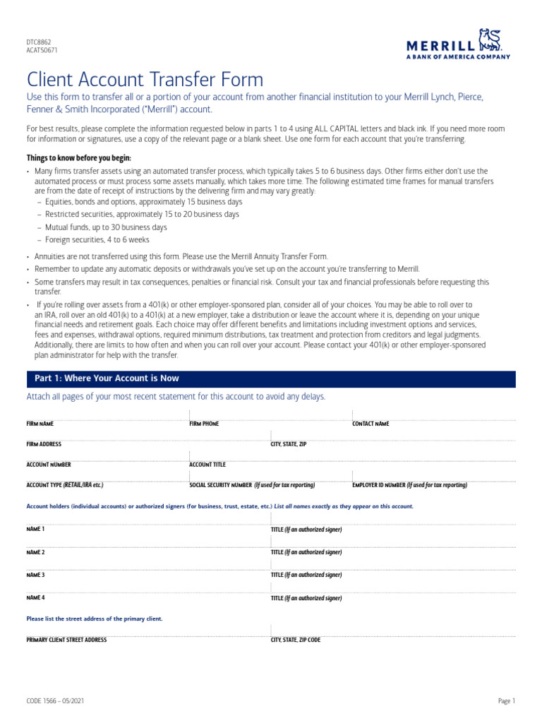 Transfer Initiation Form - 1566 | PDF | Certificate Of Deposit ...