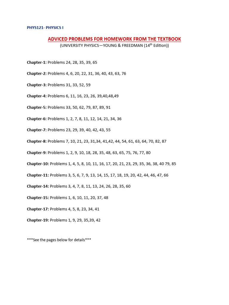Homeworks PHYS121 SelectedProblems PDF | PDF