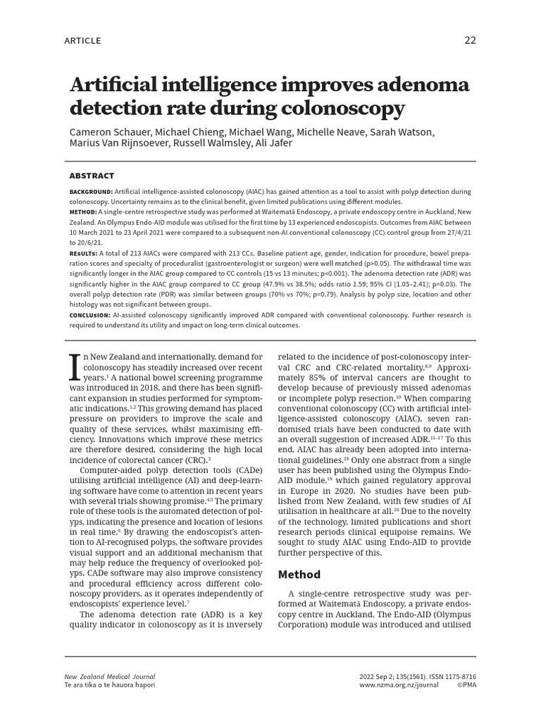 Artificial Intelligence Improves Adenoma Detection Rate During Colonos Pdf