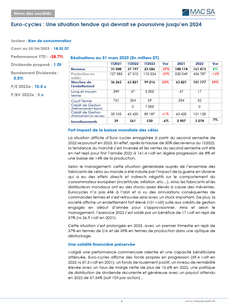 Analyse Eurocycle | PDF