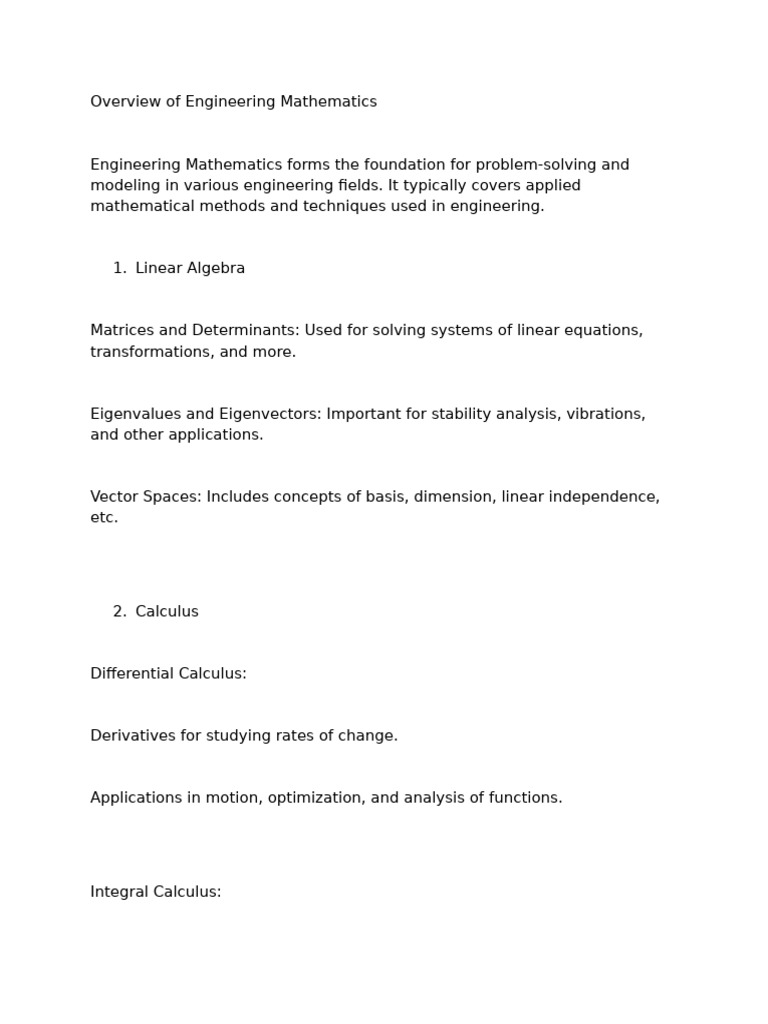 Eng Math Brief Overview | PDF
