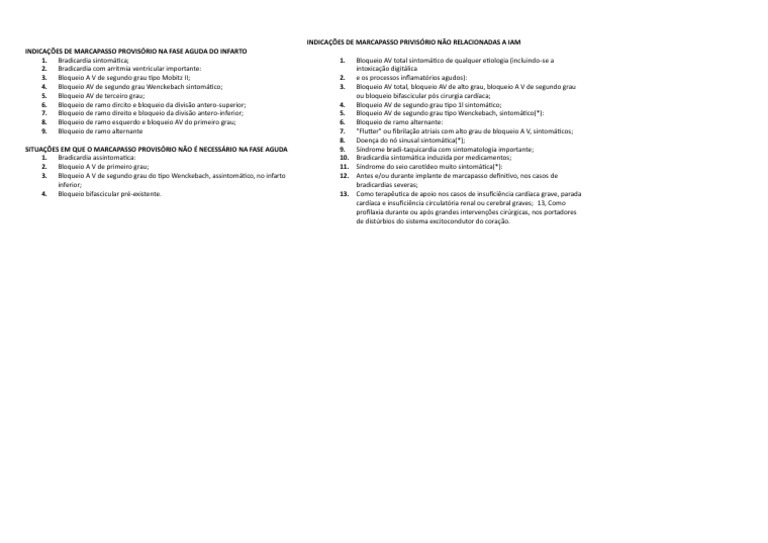 Indicações de Marcapasso Provisório Na Fase Aguda Do Infarto | PDF