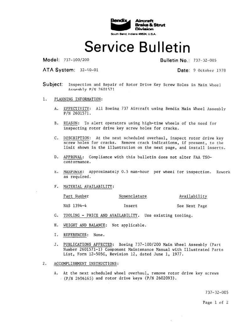 Service Bulletin: Model: Bulletin No.: A'TA System: Date: Subject | PDF