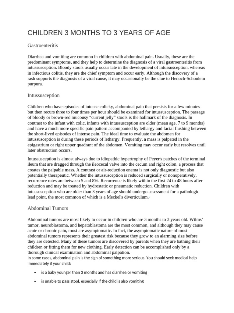 Children 3 Months to 3 Years of Age | PDF