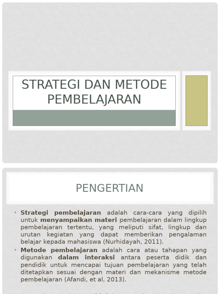 Strategi Dan Metode Pembelajaran | PDF