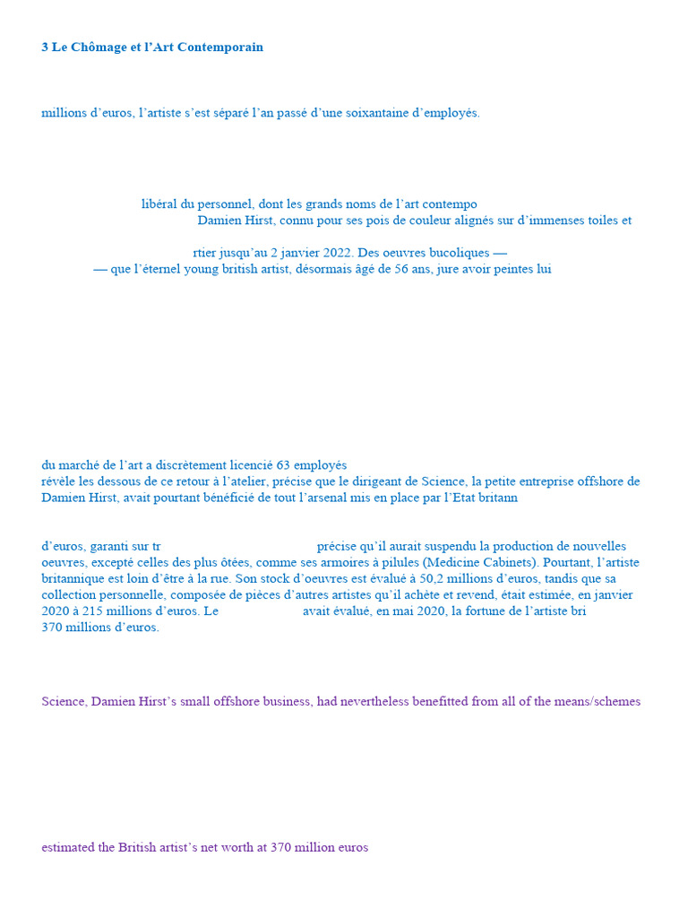 Corrigé Le Chômage Et Lart Contemporain | PDF