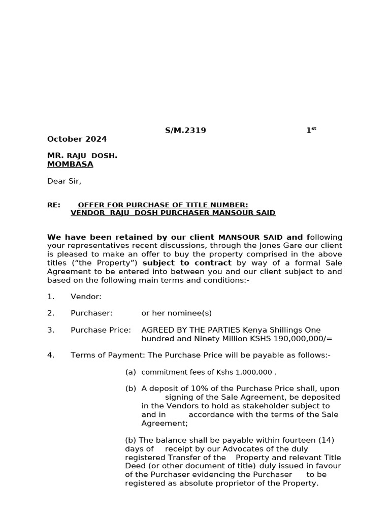 Letter of Offer Dosh | PDF | Leasehold Estate | Private Law