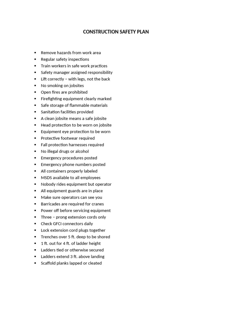 CONSTRUCTION SAFETY PLAN | PDF