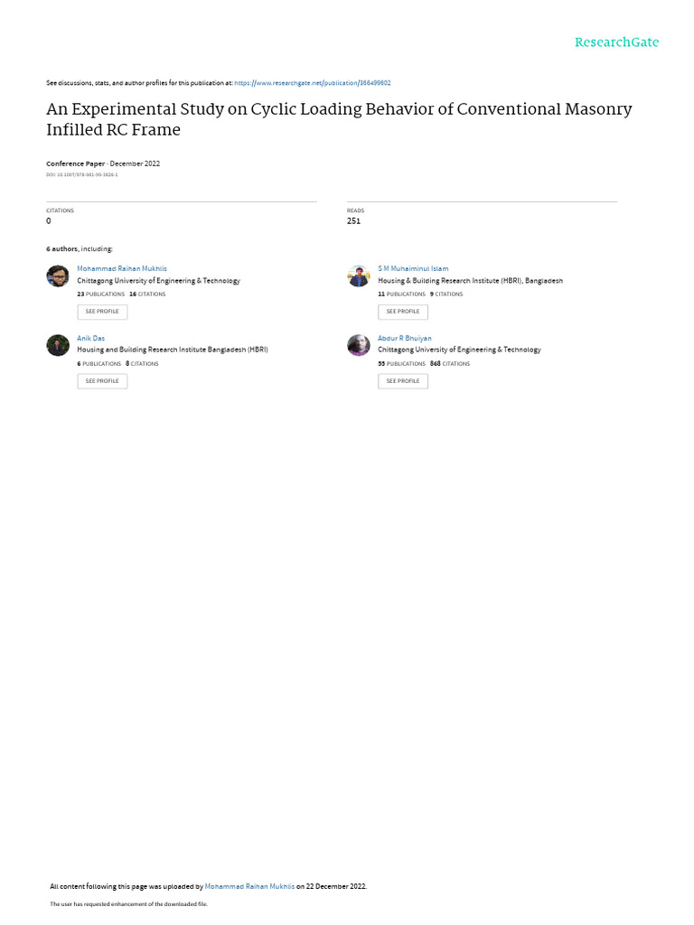 An Experimental Study On Cyclic Loading Behavior of Conventional ...