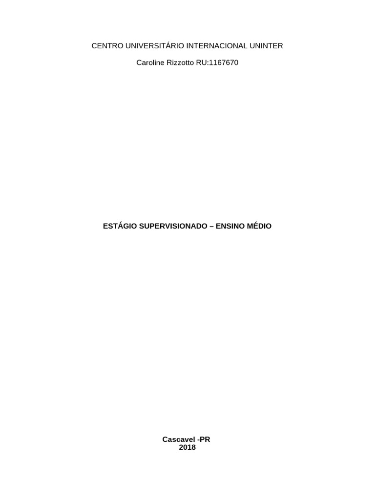 Relatorio Ensino Medio Caroline Rizzotto | PDF