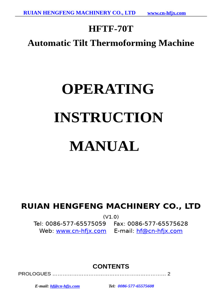 Hftf-70t Manual | PDF