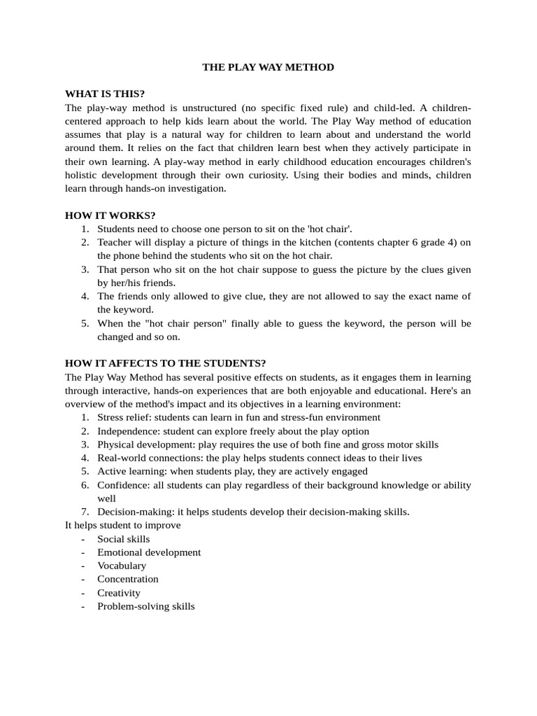 The Play Way Method | PDF
