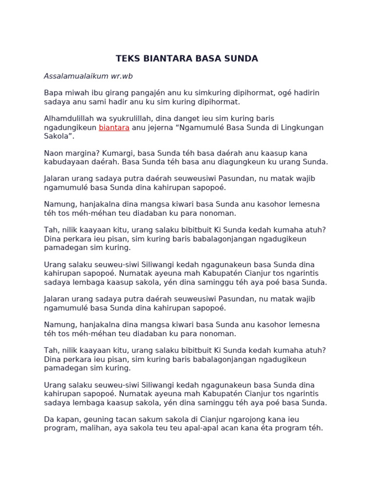Teks Biantara Basa Sunda | PDF