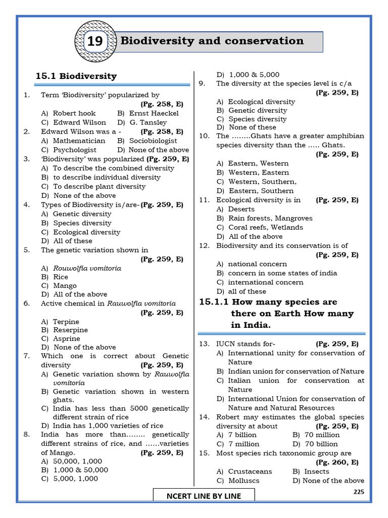 Biodiversity and Conservation Ncert Line by Line | PDF | Biodiversity ...