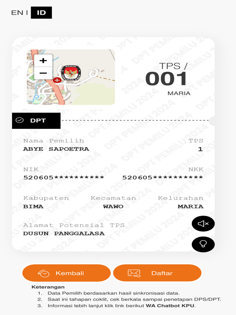 Cek DPT Online - Komisi Pemilihan Umum | PDF
