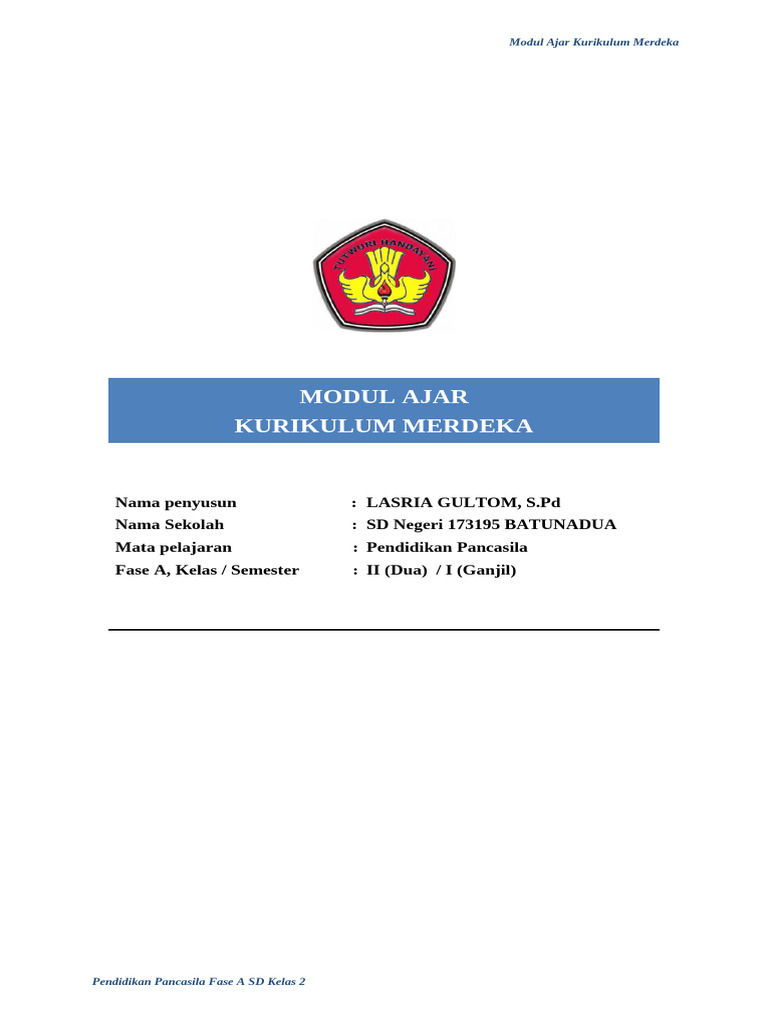 Modul Ajar PPKn Kelas 2 - BAB 1 | PDF