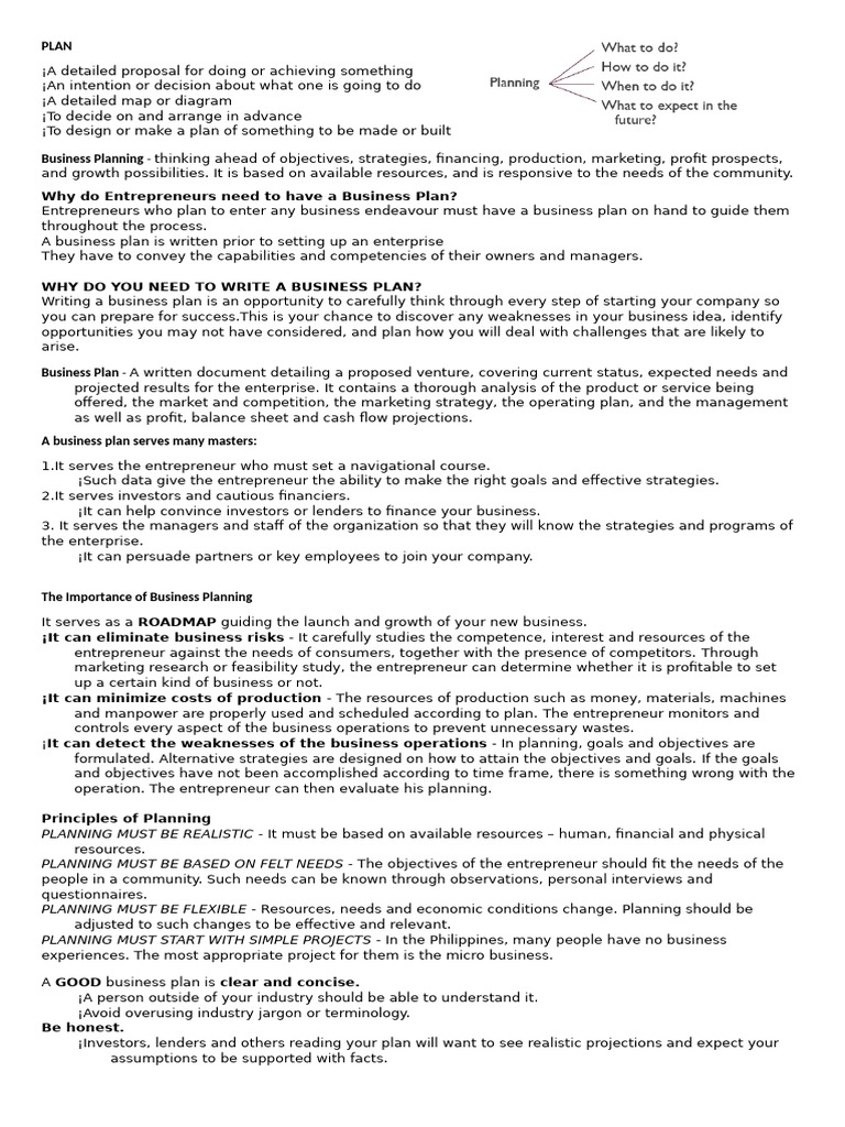 4 Handout Business Plan | PDF