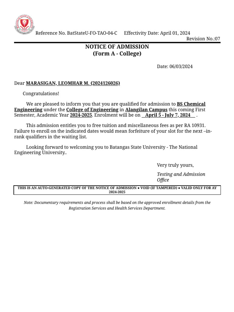 notice of admission | PDF
