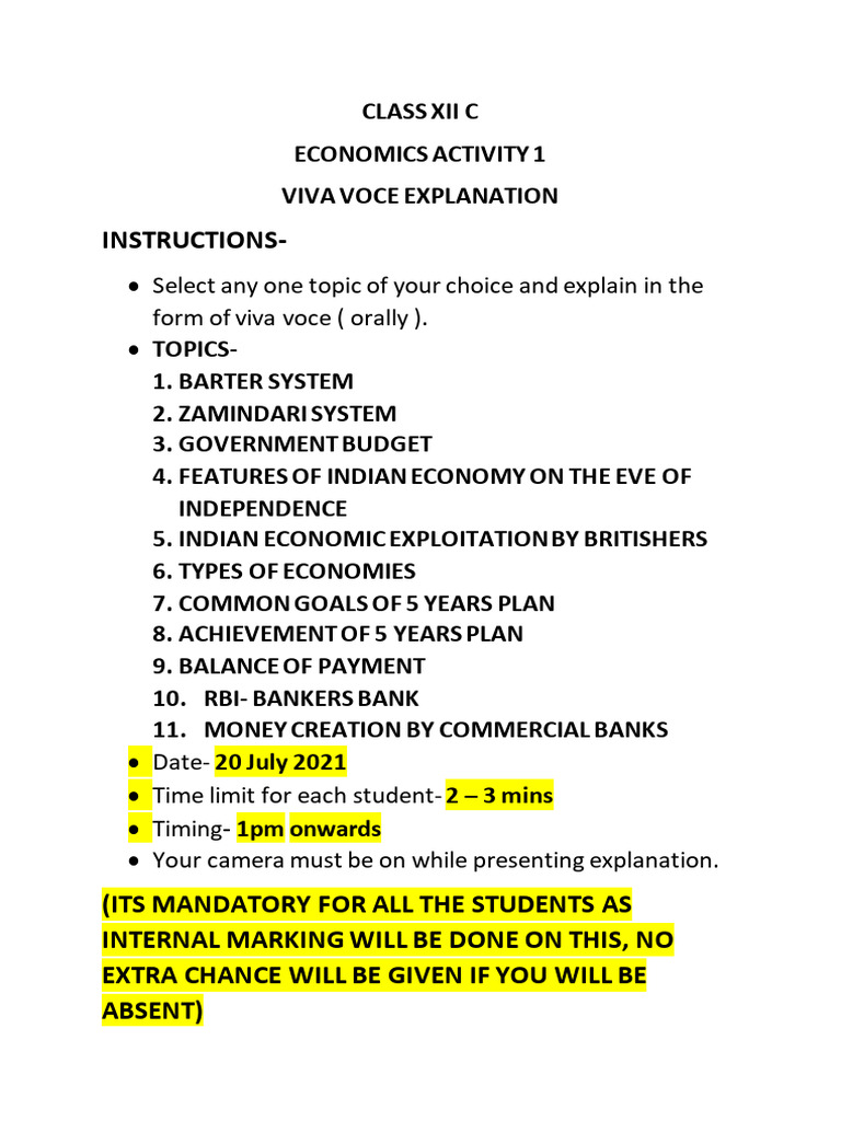 Xii c Activity 1 Instructions | PDF
