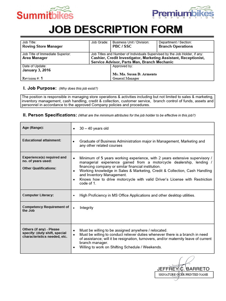 Roving Store Manager | PDF